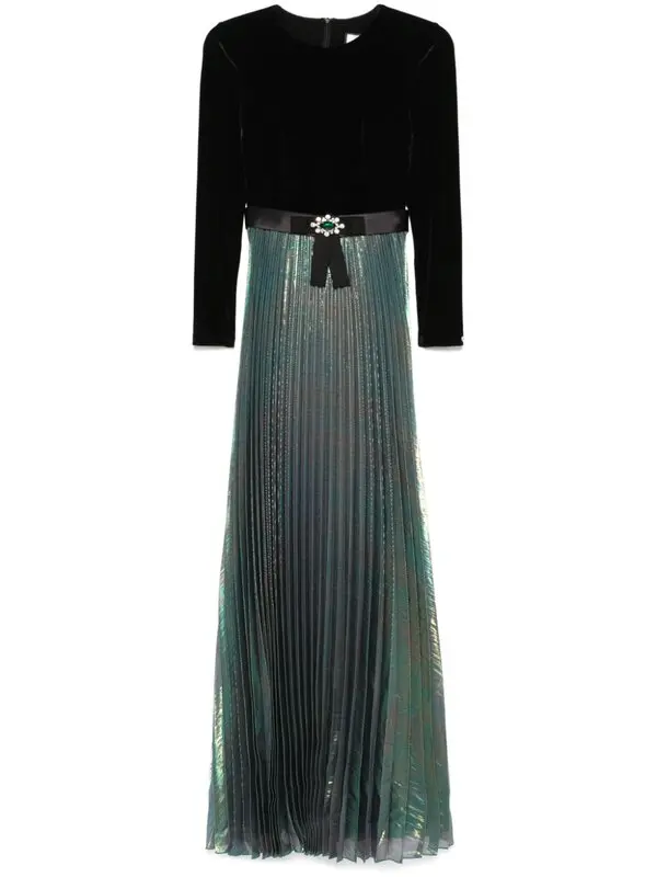 Nissa Embellished Lam Maxi Dress In Green - 29% Off | Editorialist