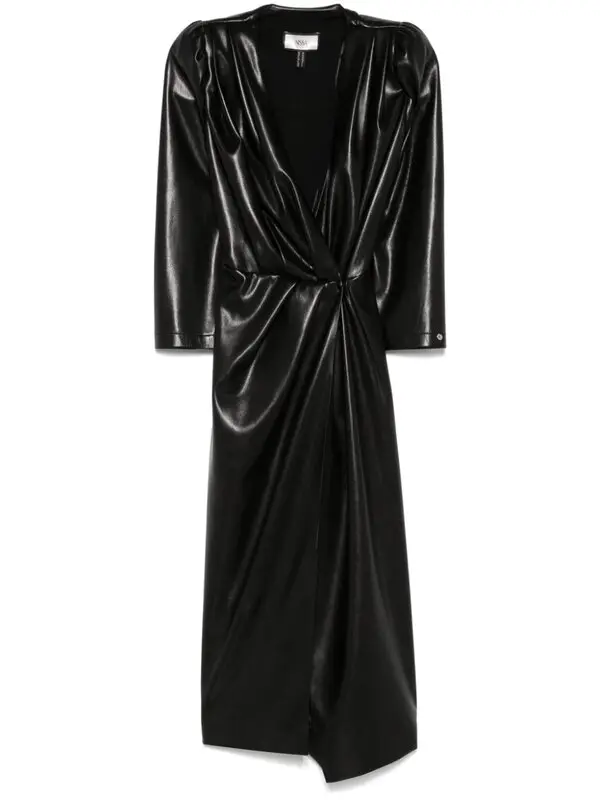 NISSA Faux-leather Midi Dress