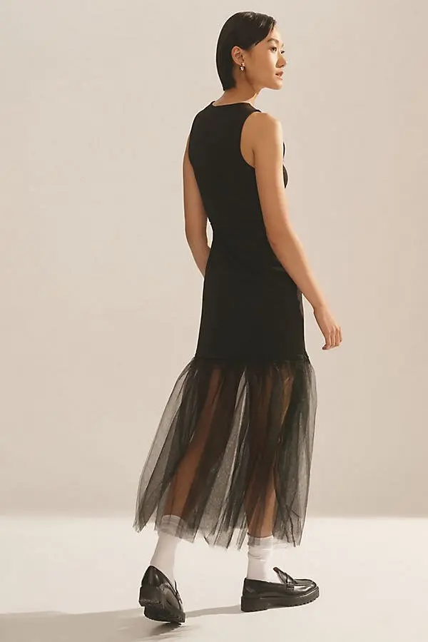 anthropologie black tulle dress Maeve Dresses | Anthropologie Maeve Glamorous Tulle Layer Black New Without  Tags One Size | Color: Black