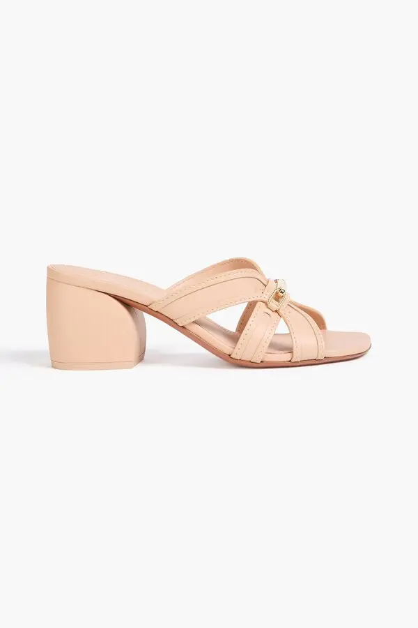 Zimmermann Embellished Leather Mules - Beige