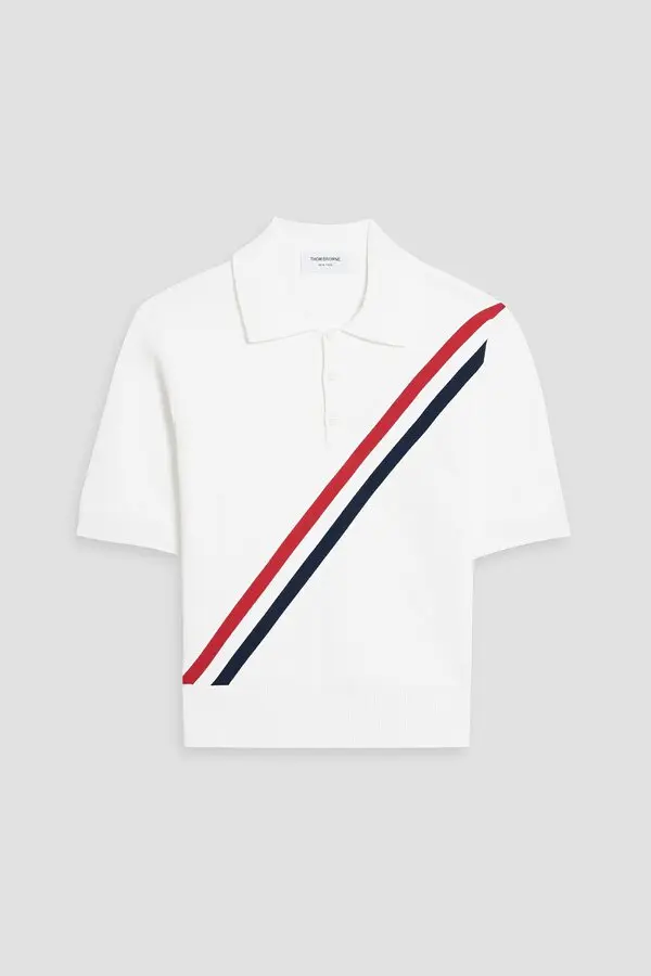 Thom Browne Striped Stretchknit Polo Shirt