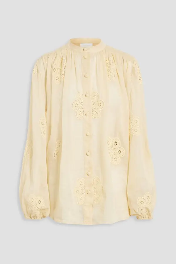 Zimmermann Crochet-trimmed Ramie Blouse