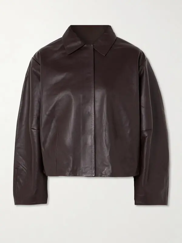 ST. AGNI Cocoon Leather Jacket - Brown