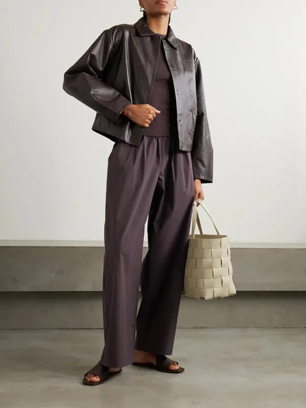 ST. AGNI Cocoon Leather Jacket - Brown