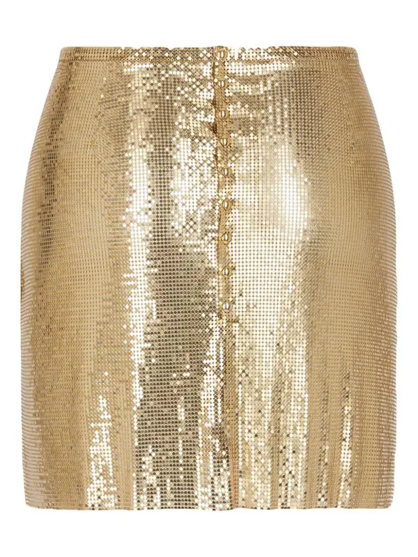 Rabanne Mesh Mini Skirt - Gold