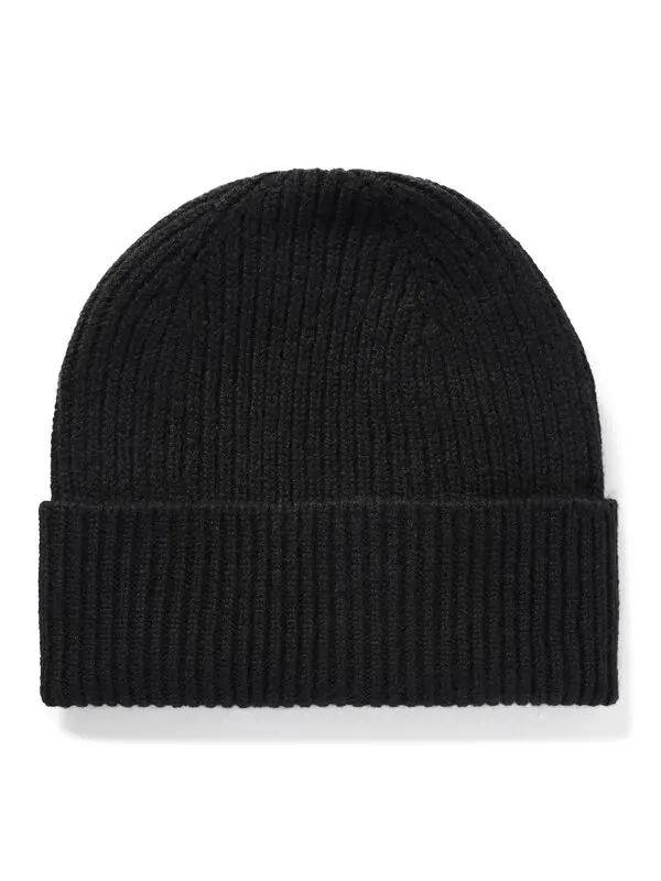 Zegna Ribbed Oasi Cashmere Beanie - Black