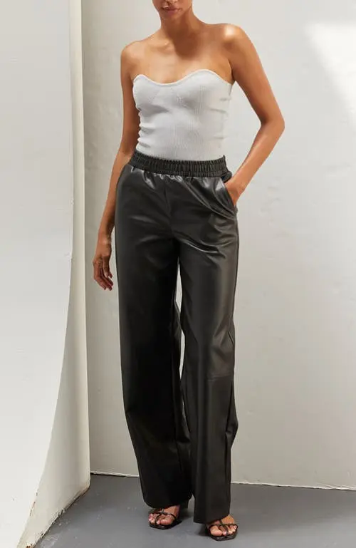 CRESCENT Faux Leather Straight Leg Pants