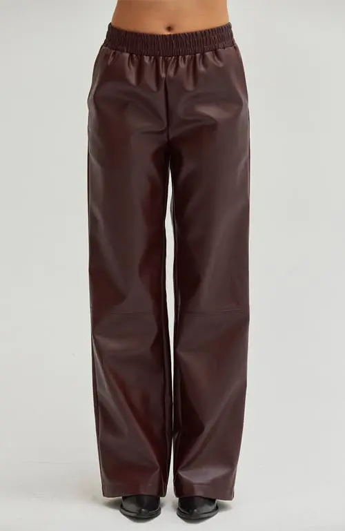 CRESCENT Faux Leather Straight Leg Pants - Cabernet