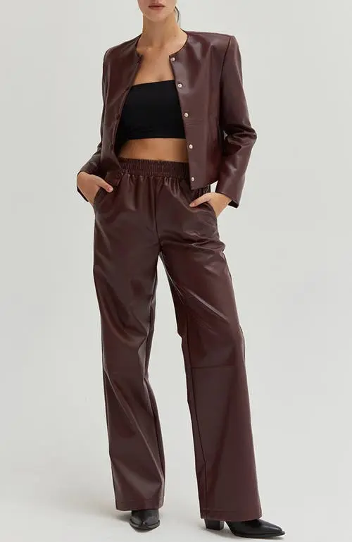 CRESCENT Faux Leather Straight Leg Pants - Cabernet