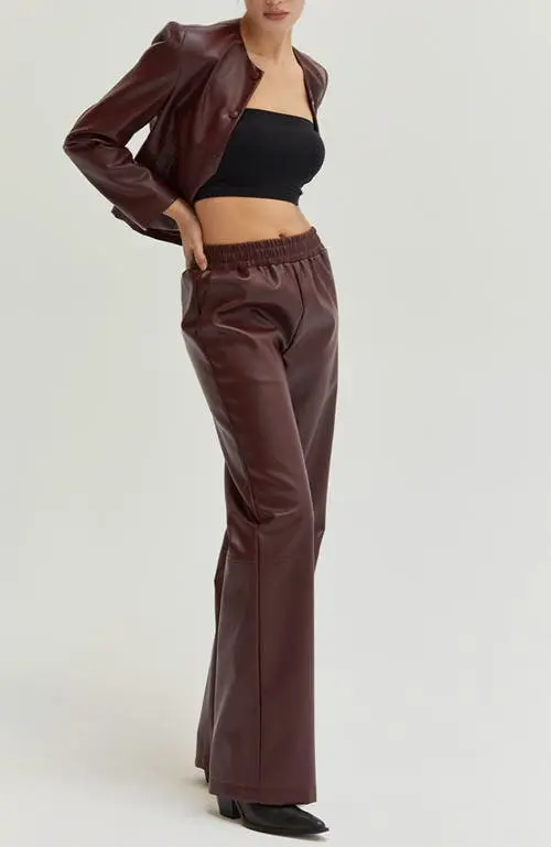 CRESCENT Faux Leather Straight Leg Pants - Cabernet