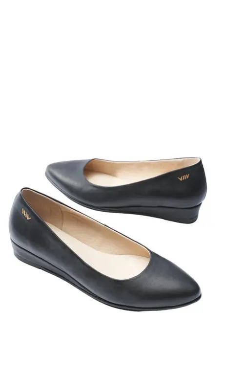 VISCATA Roma Leather Flats - Black