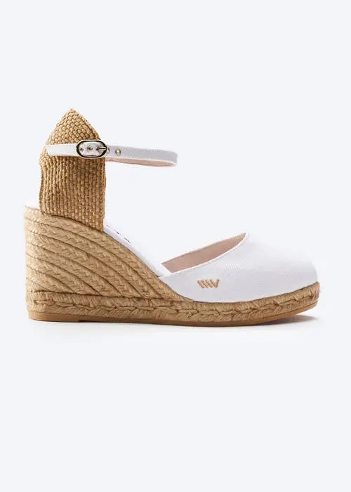 VISCATA Satuna Canvas Espadrille Wedges - White
