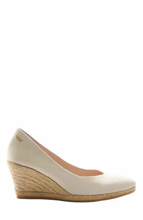 VISCATA Roses Canvas V Cut Espadrille Wedges - Beige