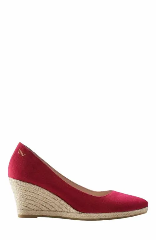 VISCATA Roses V-cut Canvas Espadrille Wedges - Cherry