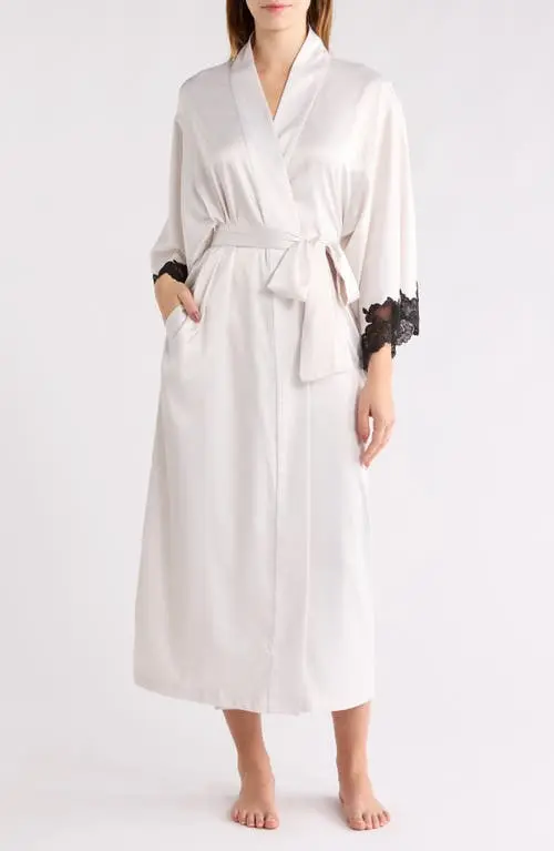 Natori Peony Glamour Satin Robe - Off White