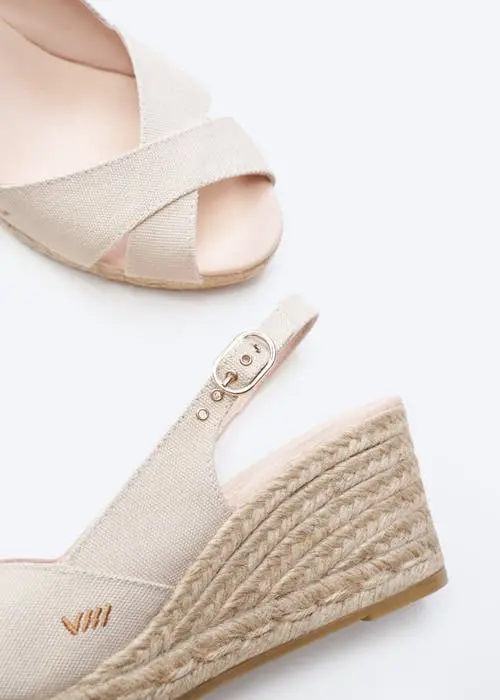 VISCATA Llansa Canvas Espadrille Wedges - Beige
