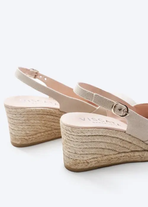 VISCATA Llansa Canvas Espadrille Wedges - Beige