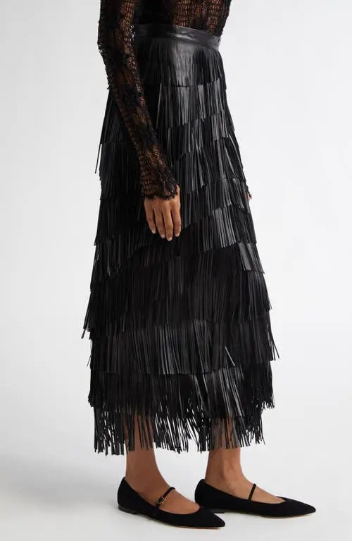 Ulla Johnson Therese Leather Fringe Maxi Skirt