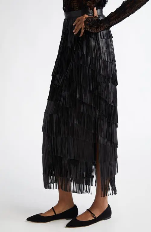 Ulla Johnson Therese Leather Fringe Maxi Skirt