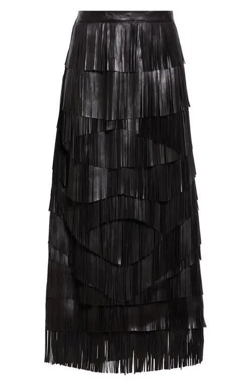 Ulla Johnson Therese Leather Fringe Maxi Skirt