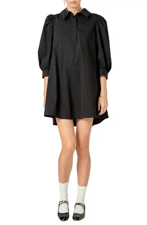 English Factory Puff Sleeve Mini Shirt Dress