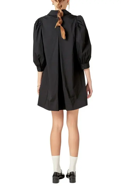 English Factory Puff Sleeve Mini Shirt Dress