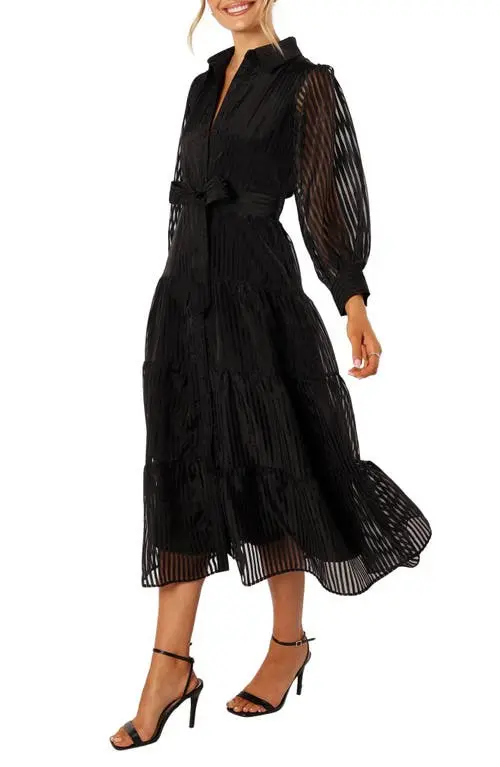 PETAL & PUP Neve Long Sleeve Tiered Shirt Dress