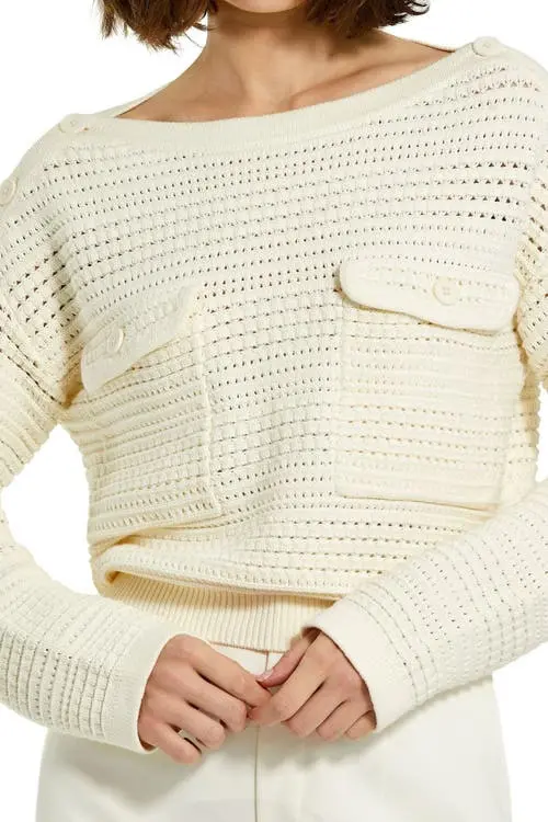 Mac Duggal Thick Knit Long Sleeve Crew Neck