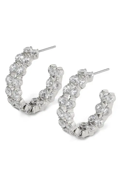 Nadri Cassi Cubic Zirconia Hoop Earrings - Rhodium