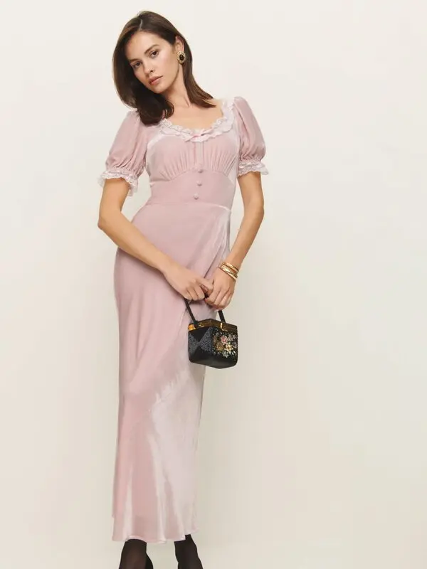 REFORMATION Adessa Velvet Midi Dress