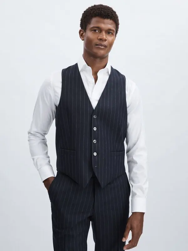 OSCAR JACOBSON 100% Wool Pinstripe Carlo Waistcoat