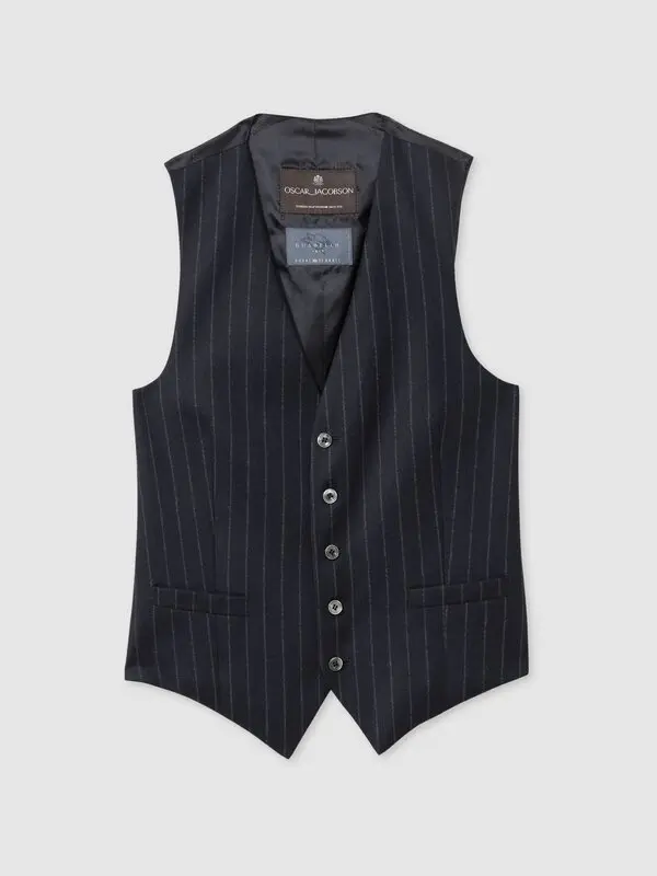 OSCAR JACOBSON 100% Wool Pinstripe Carlo Waistcoat