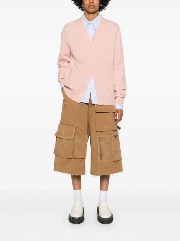 Play Comme Des Garcon Heart-patch Wool Cardigan - Pink