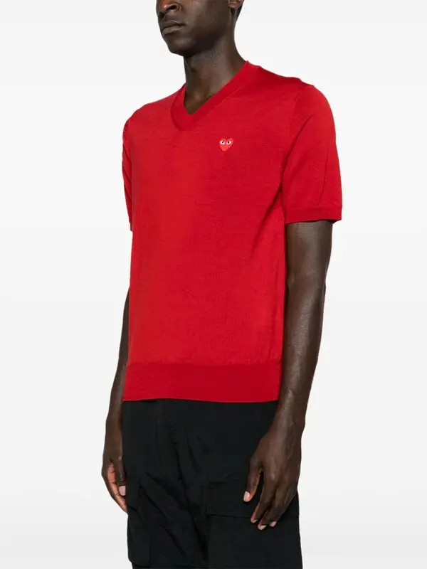 Play Comme Des Garcon Heart-patch Wool Jumper - Red