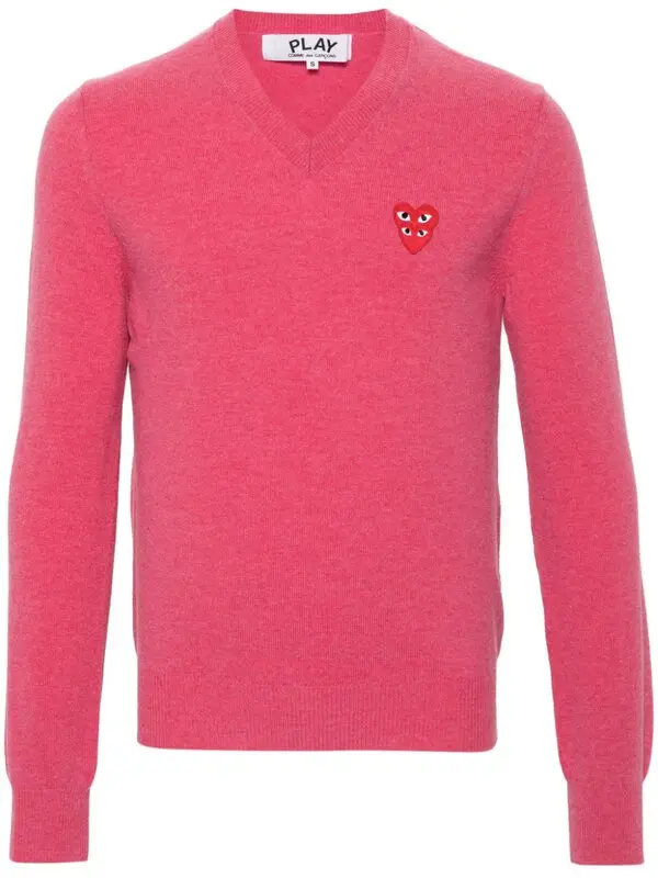Play Comme Des Garcon V-neck Wool Jumper