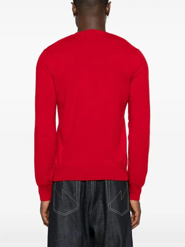 Play Comme Des Garcon Heart-patch Wool Jumper