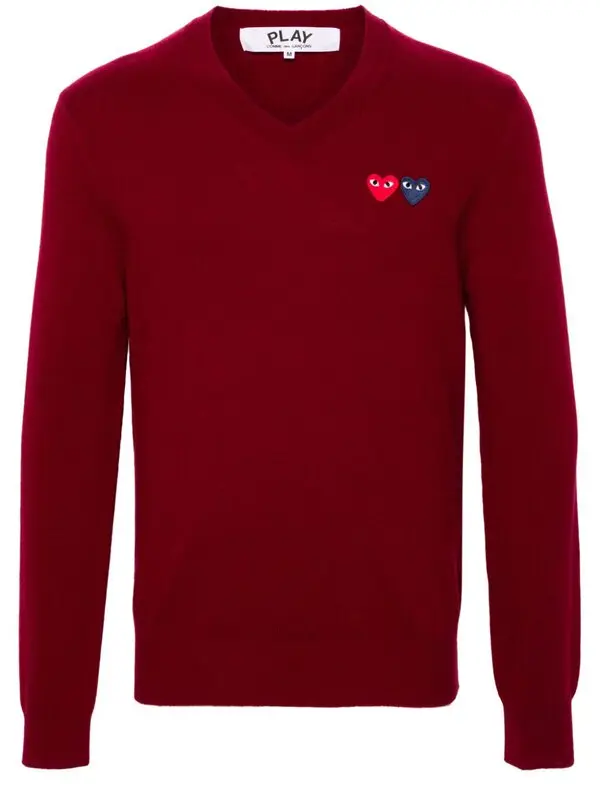Play Comme Des Garcon Heart-patch Wool Jumper