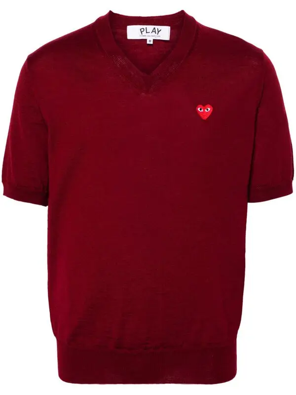 Play Comme Des Garcon Heart-patch Wool Jumper - Red