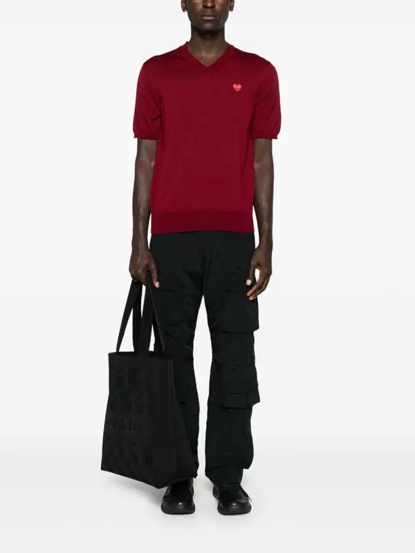 Play Comme Des Garcon Heart-patch Wool Jumper - Red