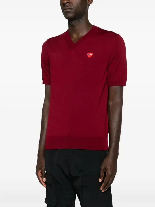 Play Comme Des Garcon Heart-patch Wool Jumper - Red
