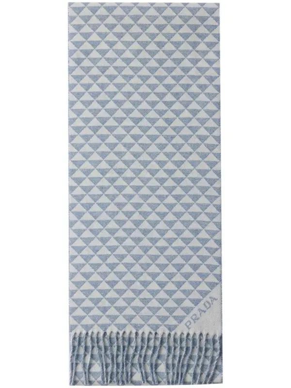 Prada Symbole-geometric Motif Scarf - Blue