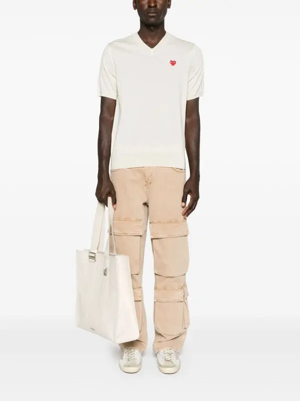 Play Comme Des Garcon Heart-patch Jumper - White