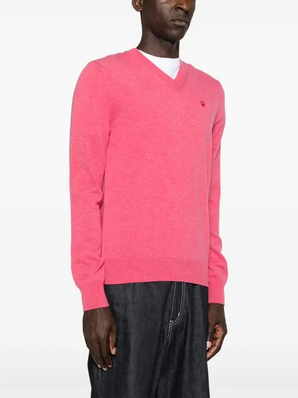 Play Comme Des Garcon Heart-patch Wool Jumper - Pink