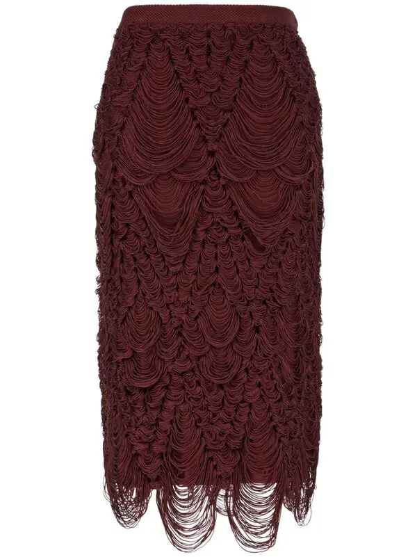 FERRAGAMO Fringed Midi Skirt