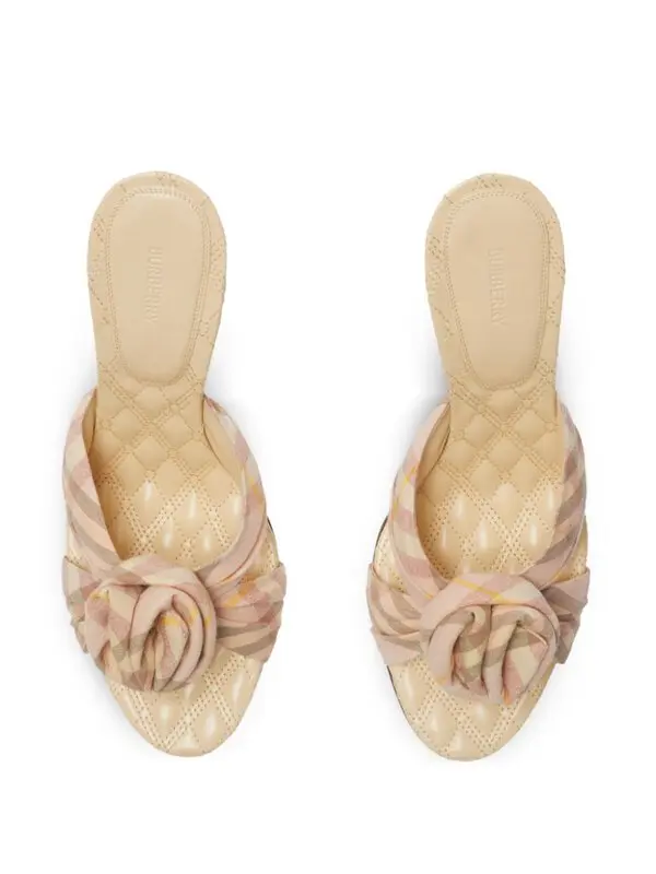 Burberry 90mm Mews Rose Mules - Neutrals