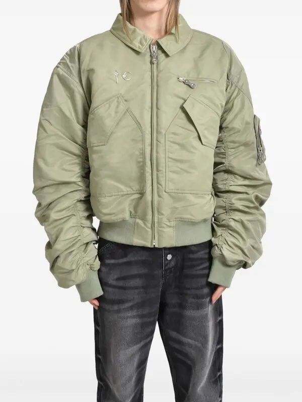 Thug Club Studded Bomber Jacket - Green | Editorialist