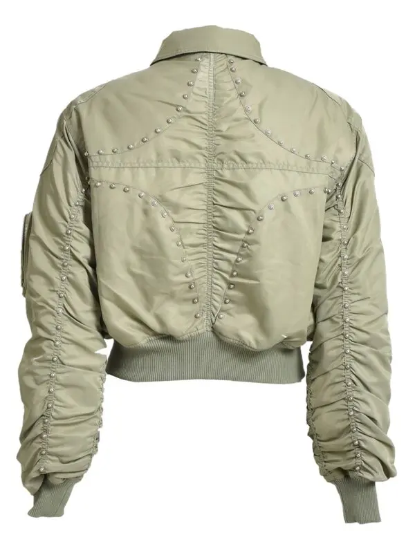 Thug Club Studded Bomber Jacket - Green | Editorialist