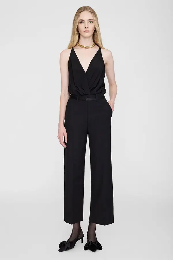 ANINE BING Louisa Cropped Wide-leg Wool Trousers