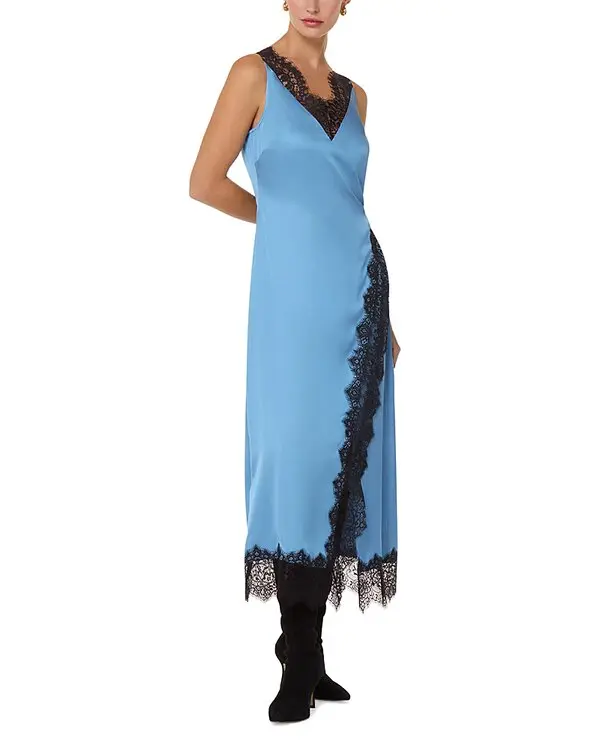 Whistles Iris Lace Wrap Dress - Blue Multi
