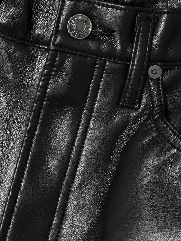 AGOLDE 90s Pinch Waist Long Recycled Leather-blend Straight-leg Pants - Black